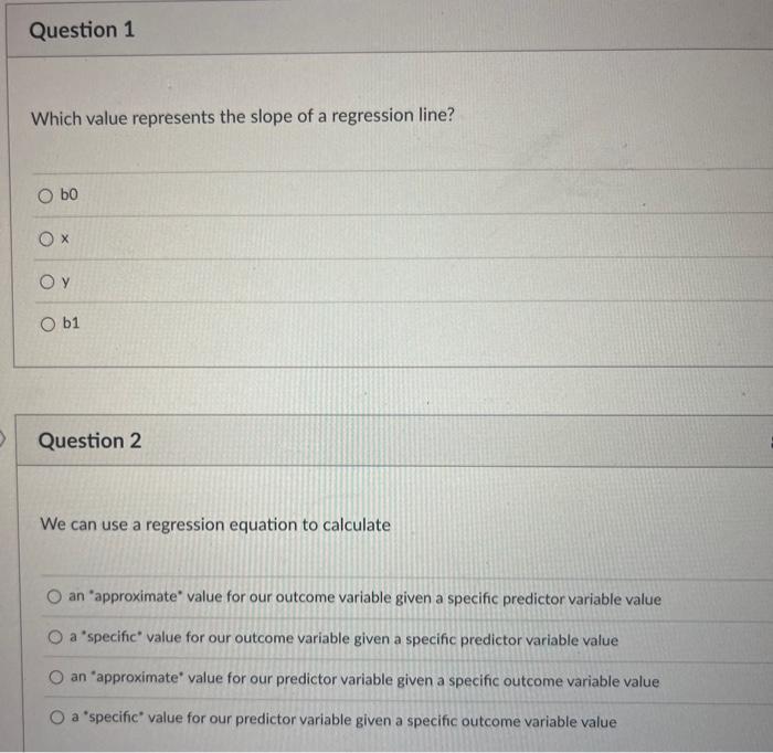 Solved Which value represents the slope of a regression | Chegg.com