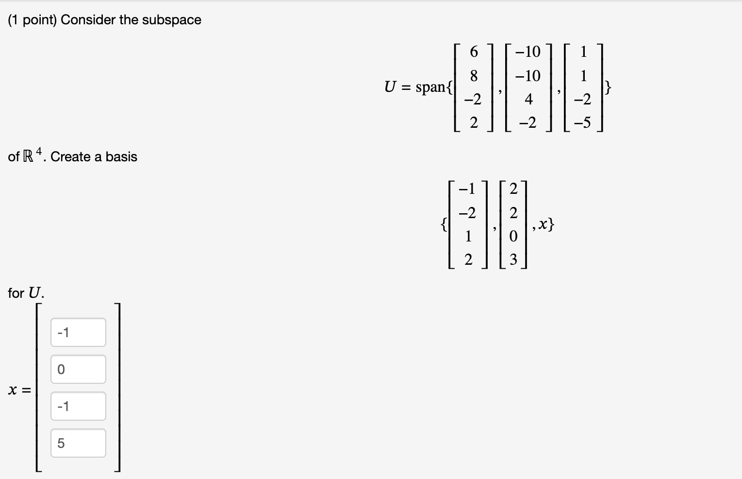(1 ﻿point) ﻿Consider the | Chegg.com
