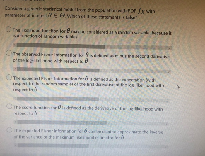 Solved Consider a generic statistical model from the | Chegg.com