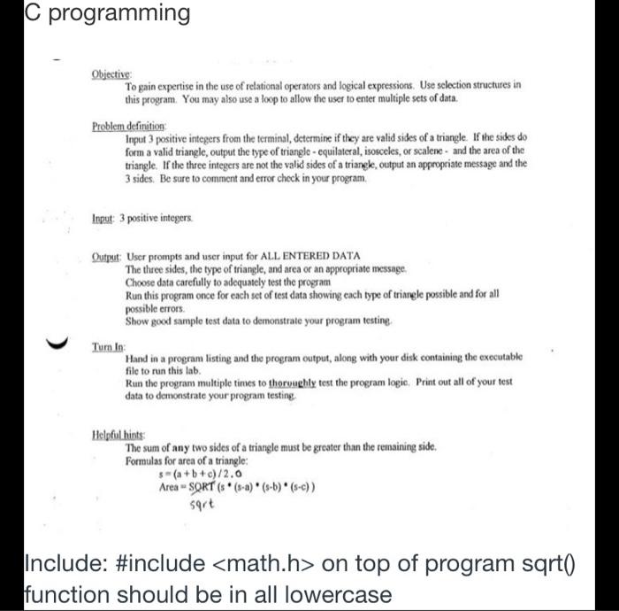 Solved C Programming Objective To Gain Expertise In The Use