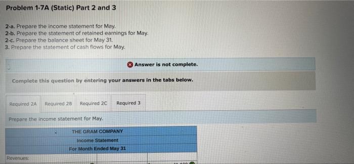 Solved Required information Problem 1-7A (Static) Analyzing | Chegg.com