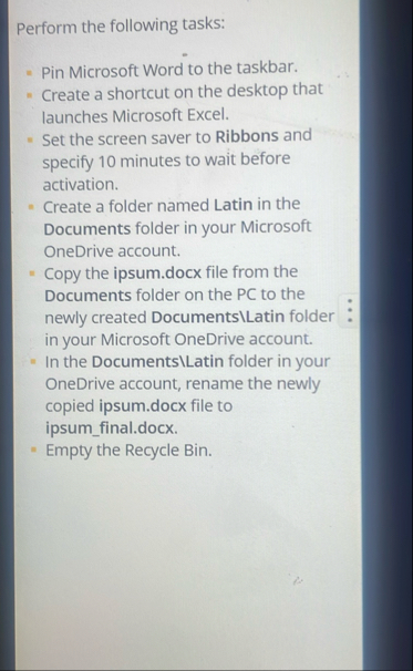 Solved Perform the following tasks:Pin Microsoft Word to the | Chegg.com