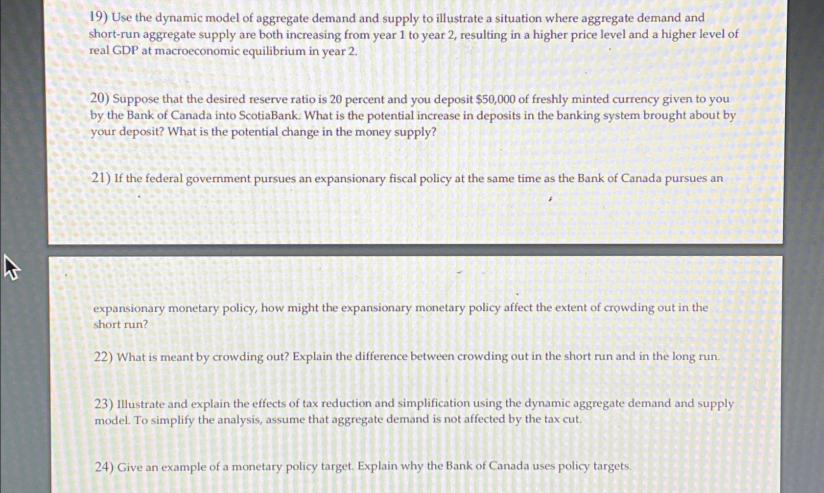 Solved Use the dynamic model of aggregate demand and supply | Chegg.com