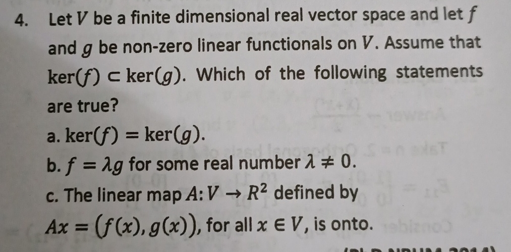 Solved Let V ﻿be a finite dimensional real vector space and | Chegg.com
