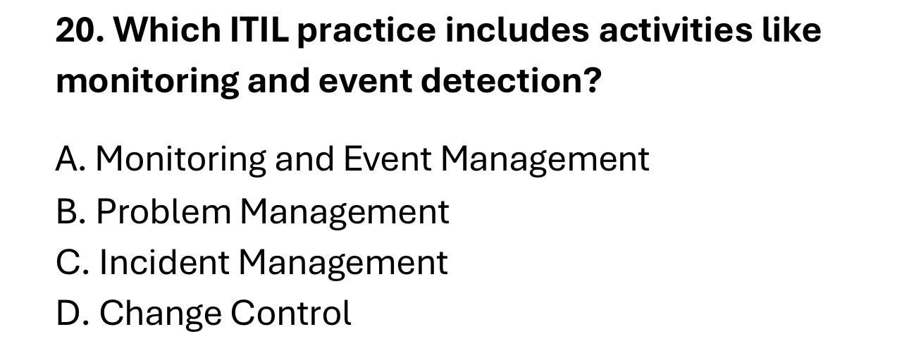 Solved Which ITIL practice includes activities | Chegg.com