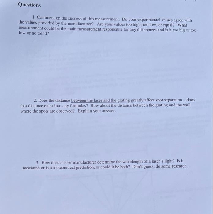 Solved 0.552 Measure the distance from diffraction grating | Chegg.com