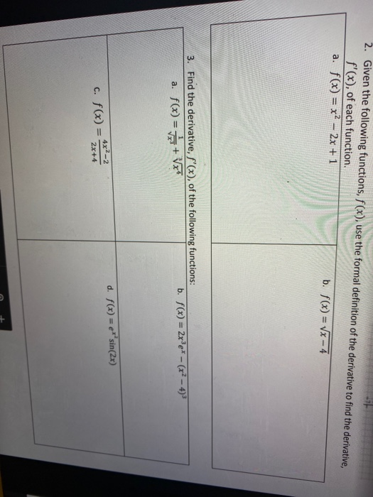 Solved 2. Given the following functions, f(x), use the | Chegg.com