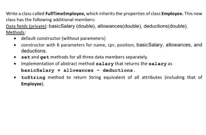 Solved public abstract class Employee private String name; | Chegg.com