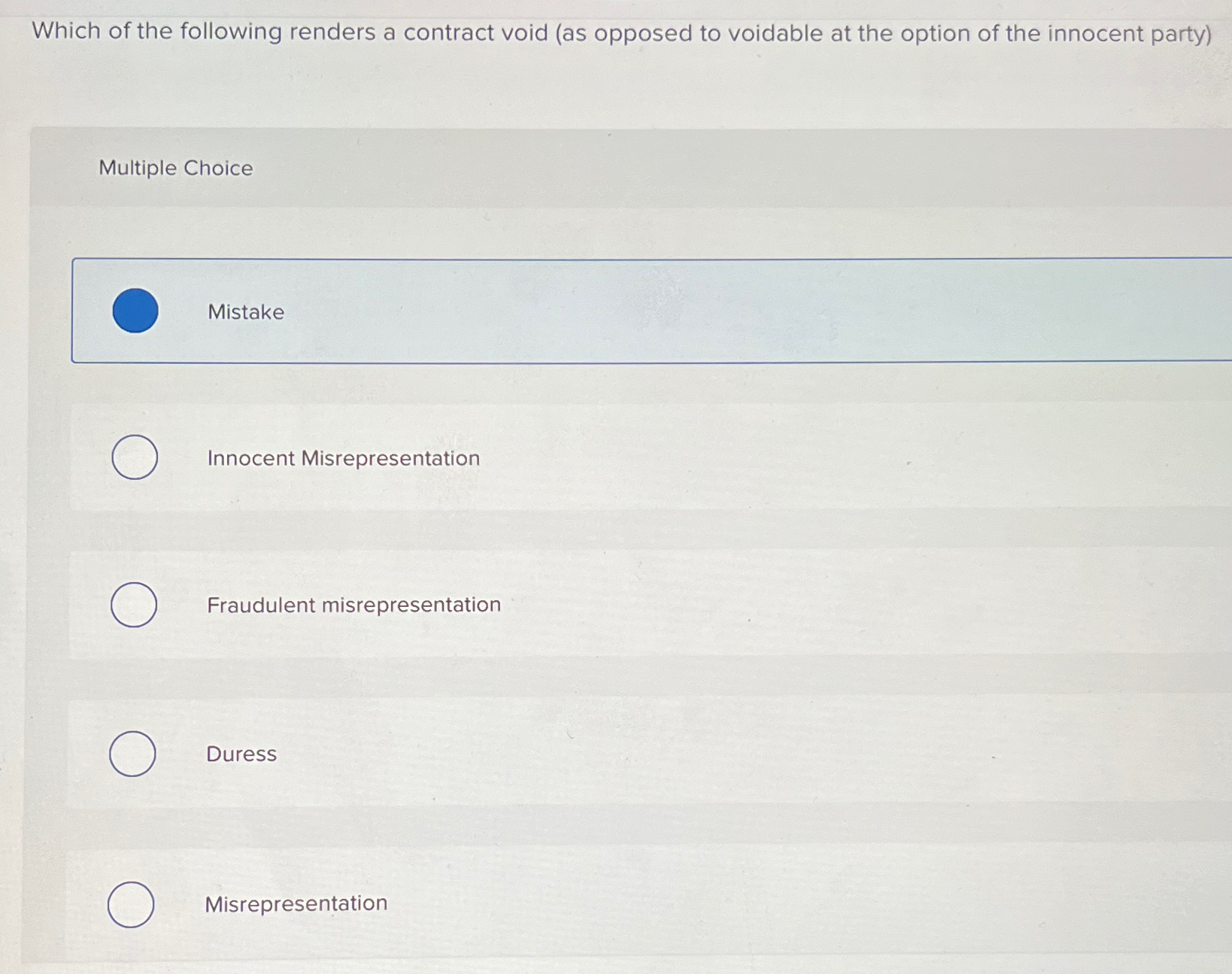 Solved Which of the following renders a contract void (as | Chegg.com