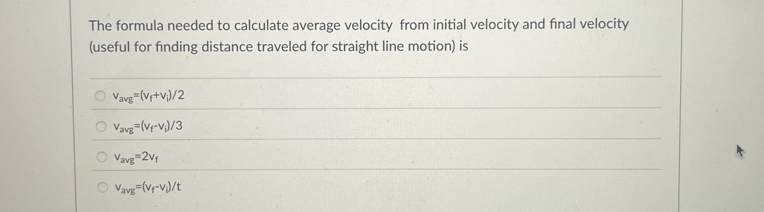 High Quality SOLUTION The formula needed to calculate average velocity from | Chegg.com