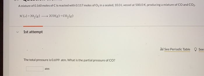 Solved A mixture of 0.160 moles of C is reacted with 0.117 | Chegg.com