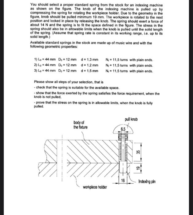 Solved You should select a proper standard spring from the | Chegg.com