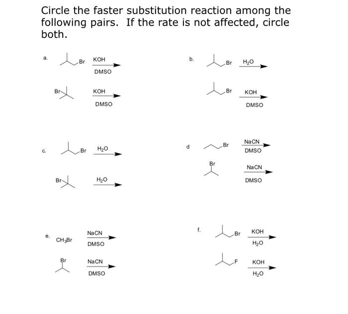 Solved Circle the faster substitution reaction among the | Chegg.com