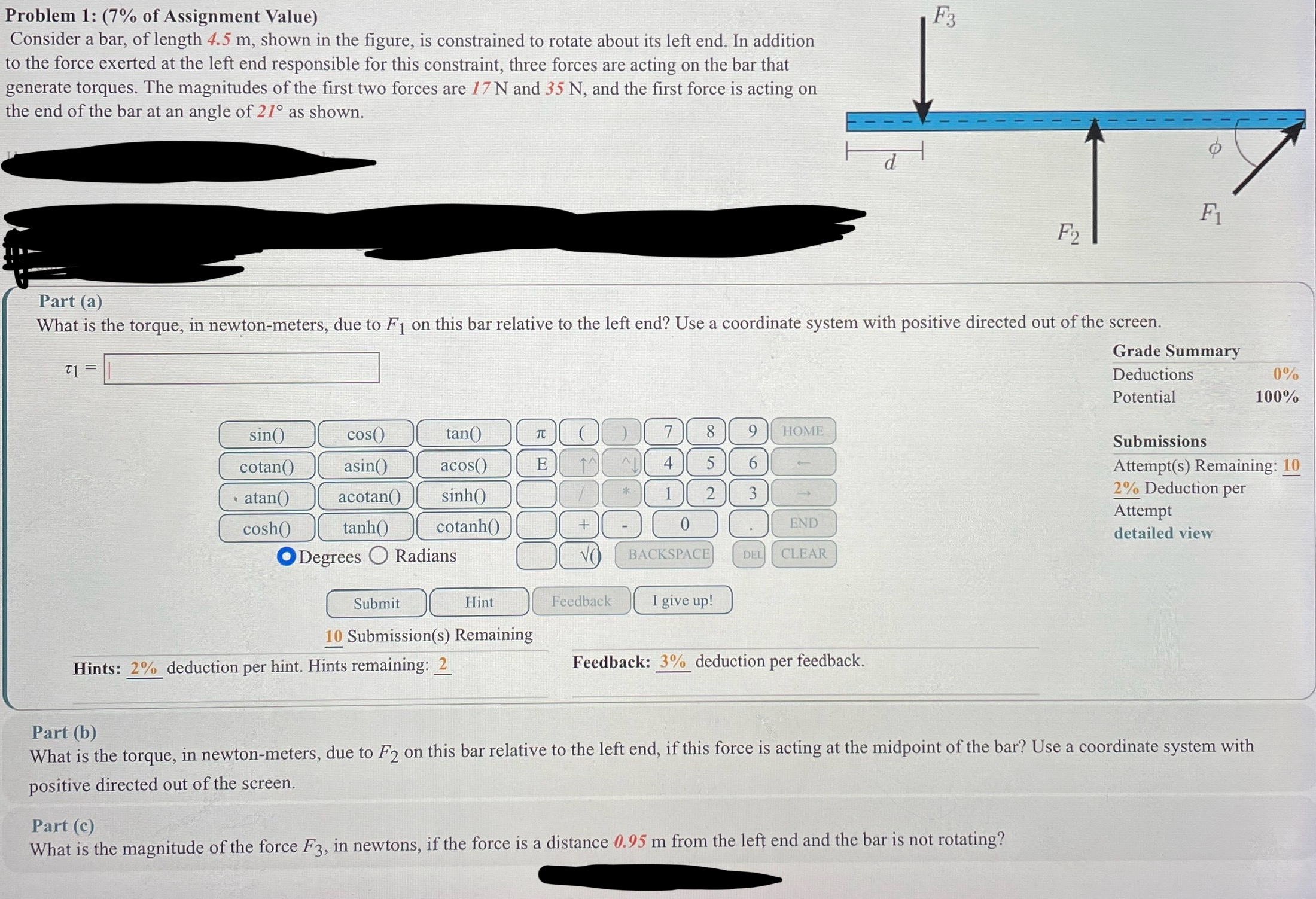 Solved by an EXPERT Problem 1: (7% ﻿of Assignment Value)Consider a bar, | Chegg.com