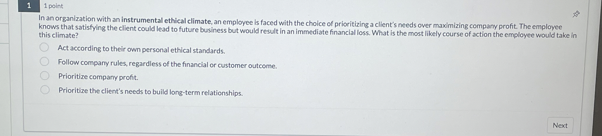 Solved 11 ﻿pointIn an organization with an instrumental | Chegg.com