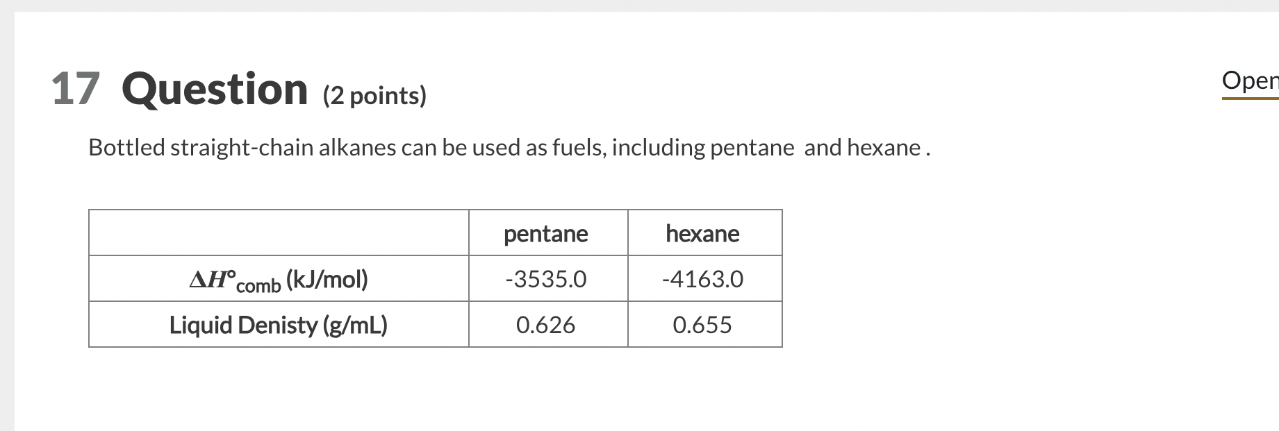 Solved 17 ﻿Question (2 ﻿points)Bottled straight-chain | Chegg.com