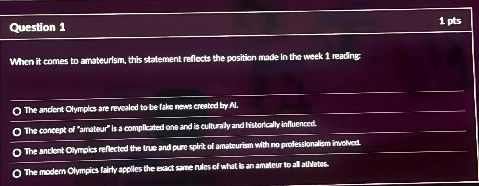 Solved Question 11 ﻿ptsWhen it comes to amateurism, this | Chegg.com