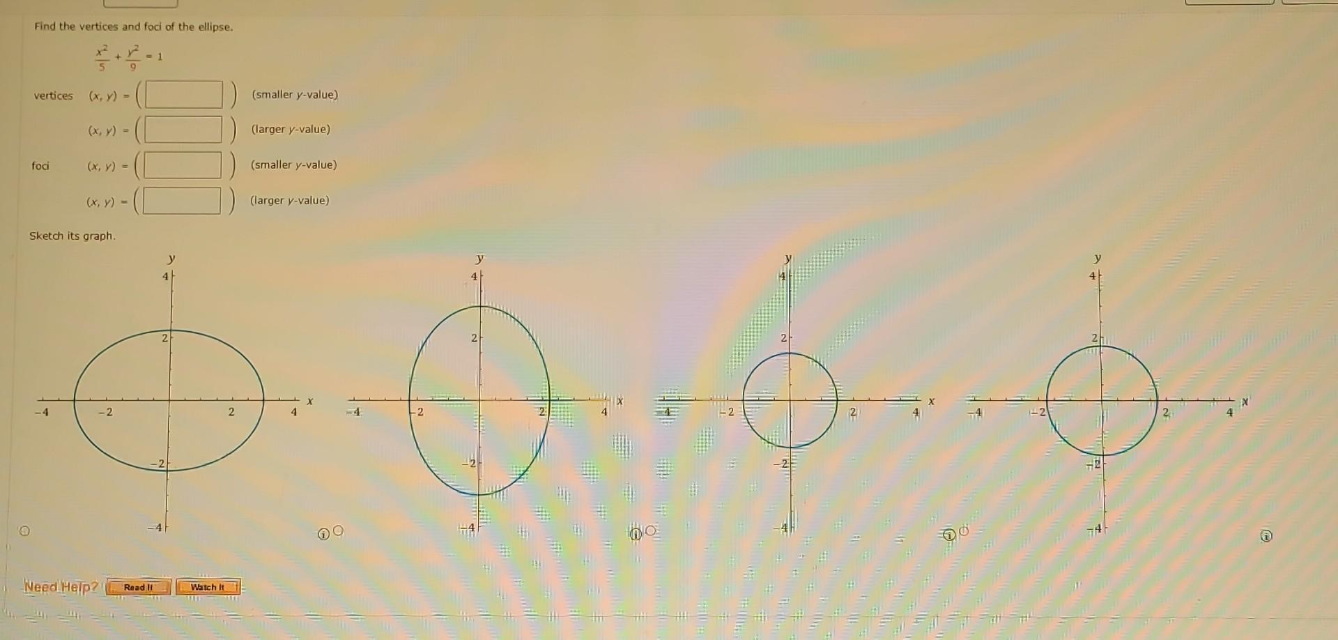 Solved Find the vertices and foci of the ellipse. 5x2+9y2=1 | Chegg.com