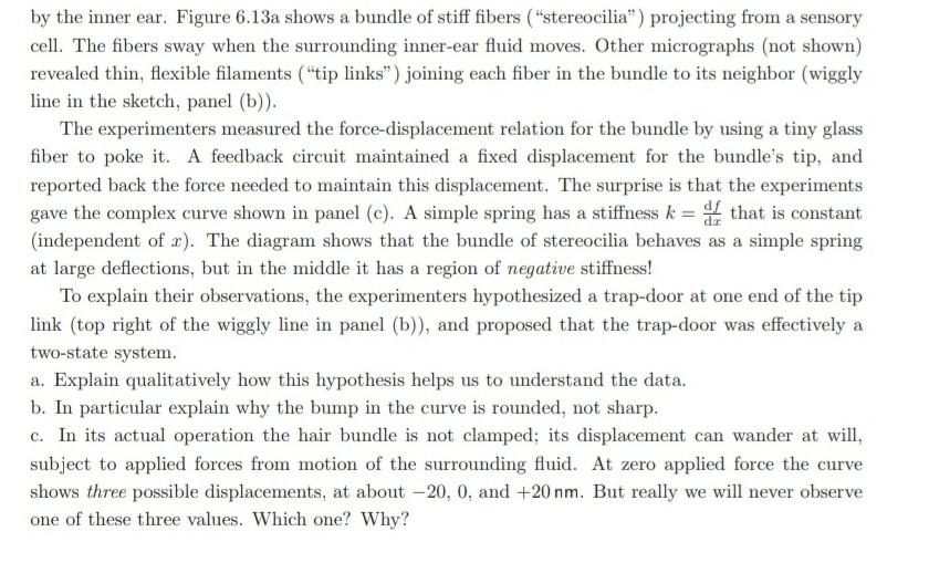 Solved 6.7 Inner ear A. J. Hudspeth and coauthors found a | Chegg.com