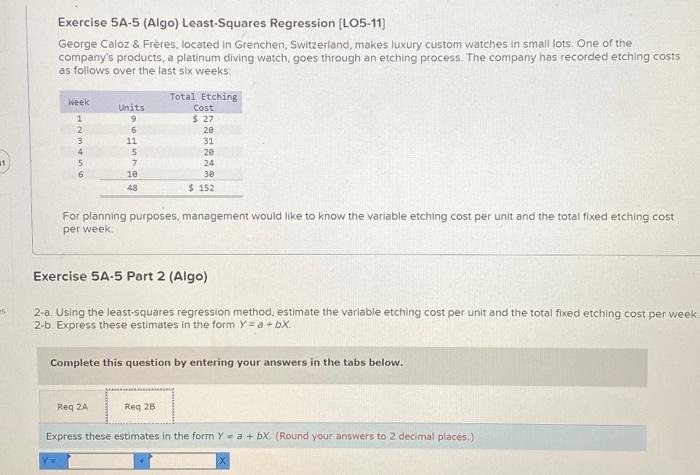 Solved Exercise 5A-5 (Algo) Least-Squares Regression | Chegg.com