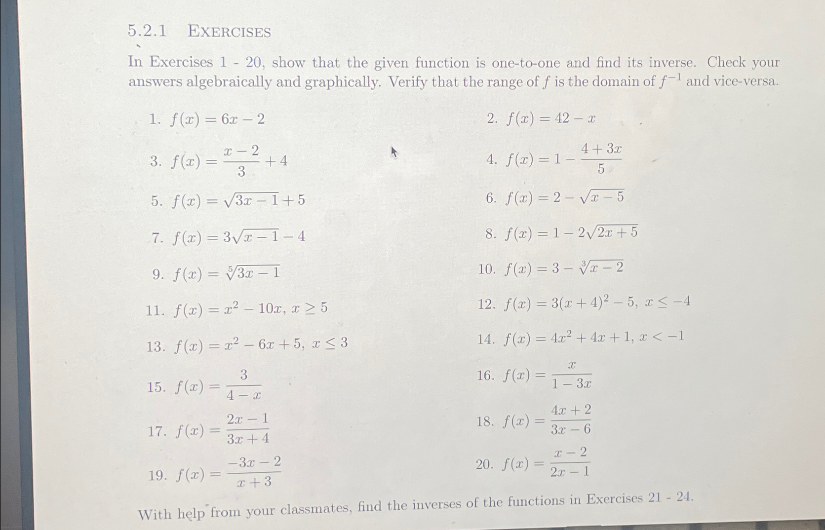 Solved 5.2.1 ﻿EXERCISESIn Exercises 1 - 20, ﻿show that the | Chegg.com