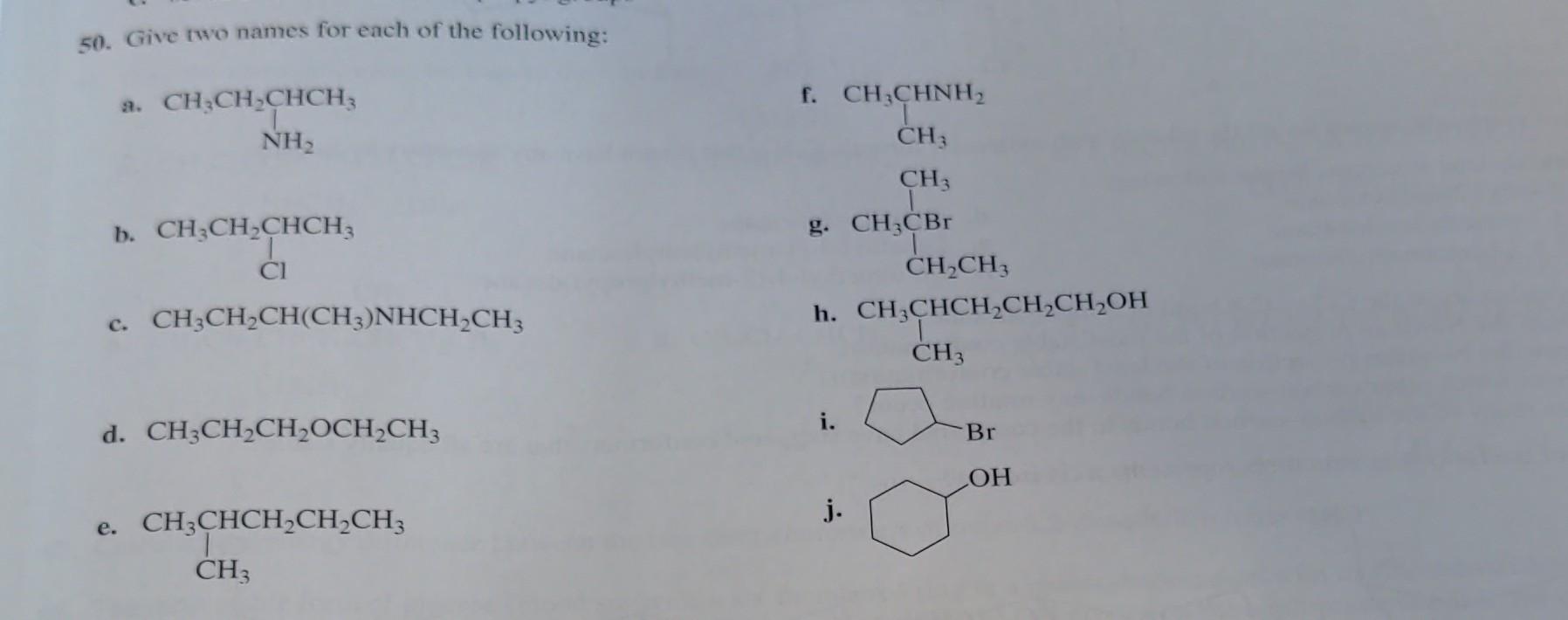 Solved 50. Give two names for each of the following: a. | Chegg.com