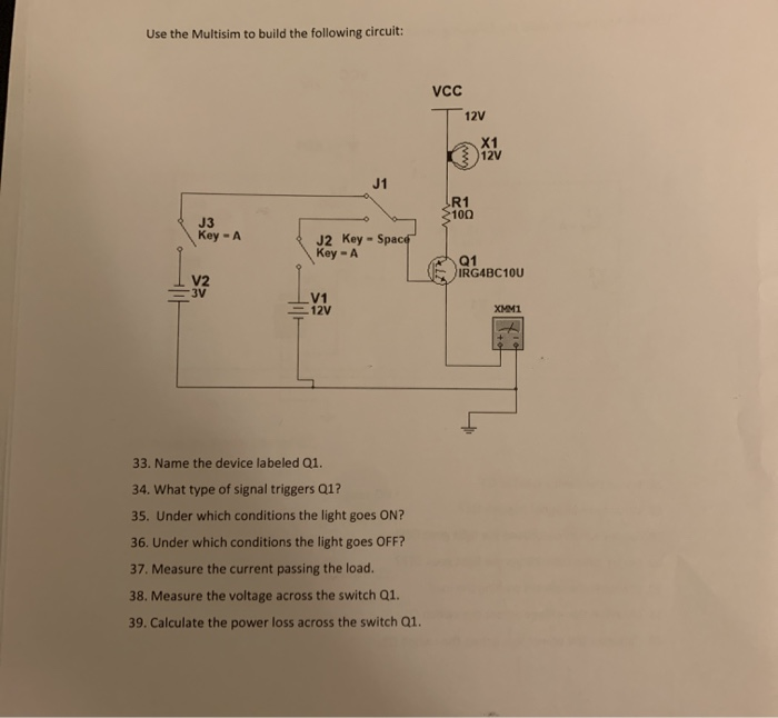Solved Use the Multisim to build the following circuit: VCC | Chegg.com