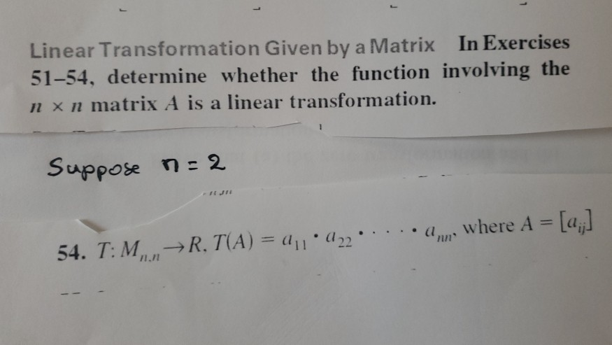 Solved Linear Transformation Given by a Matrix In Exercises | Chegg.com