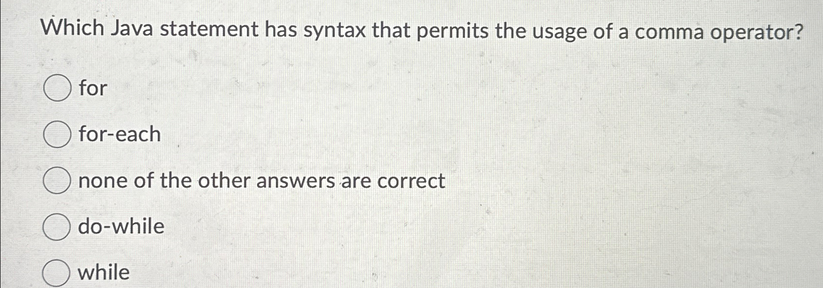 Solved Which Java statement has syntax that permits the | Chegg.com
