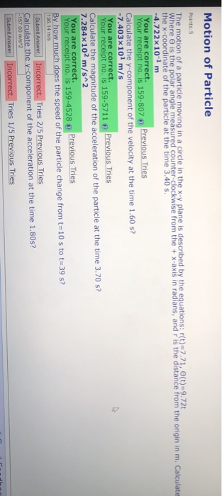 Solved Motion of Particle Points: 5 The motion of a particle | Chegg.com