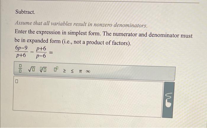 Solved Subtract. Assume that all variables result in nonzero | Chegg.com