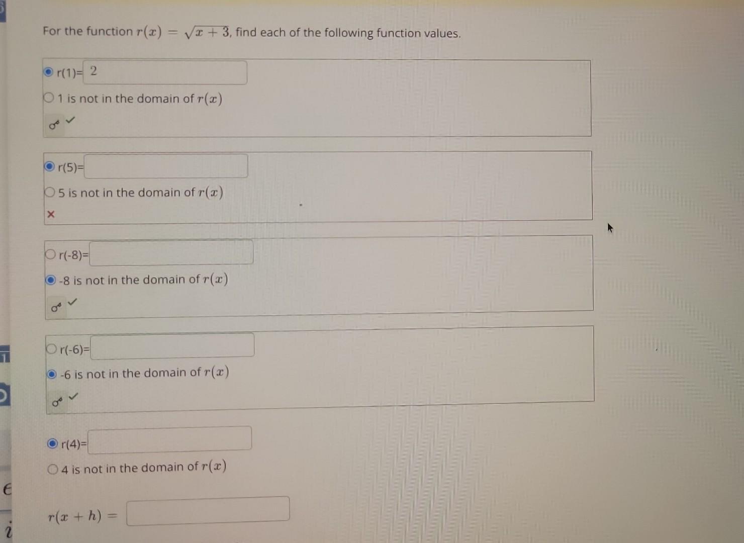 Solved For the function r(x)=x+3, find each of the following | Chegg.com