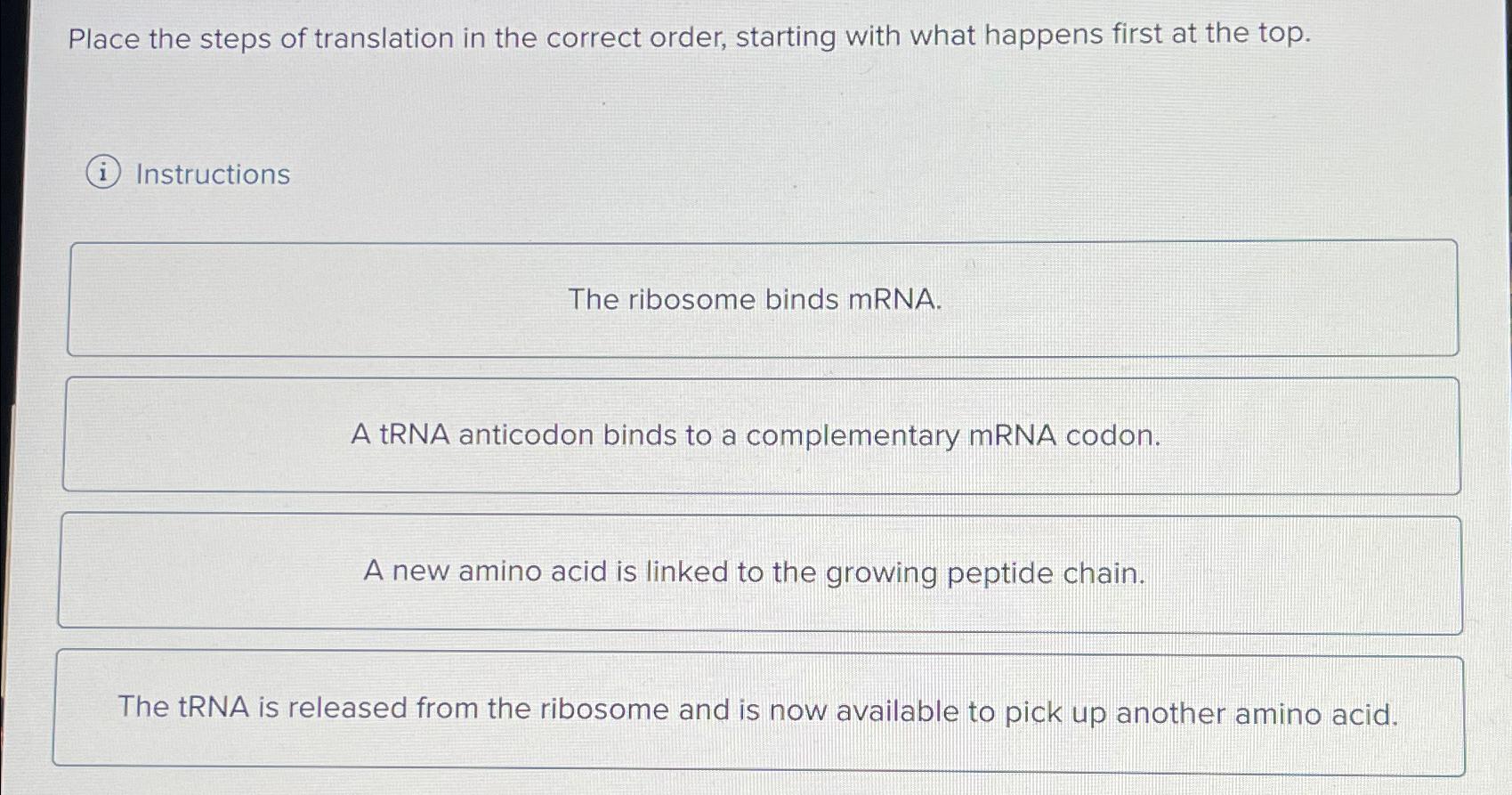 Solved Place the steps of translation in the correct order, | Chegg.com