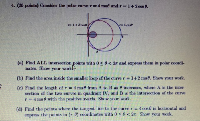 Solved 4. (20 points) Consider the polar curve r = 4cos 6 | Chegg.com