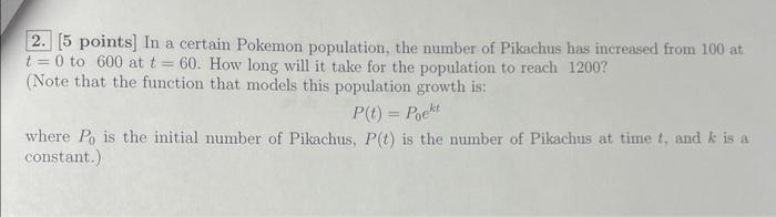 Solved 2. [5 points] In a certain Pokemon population, the | Chegg.com
