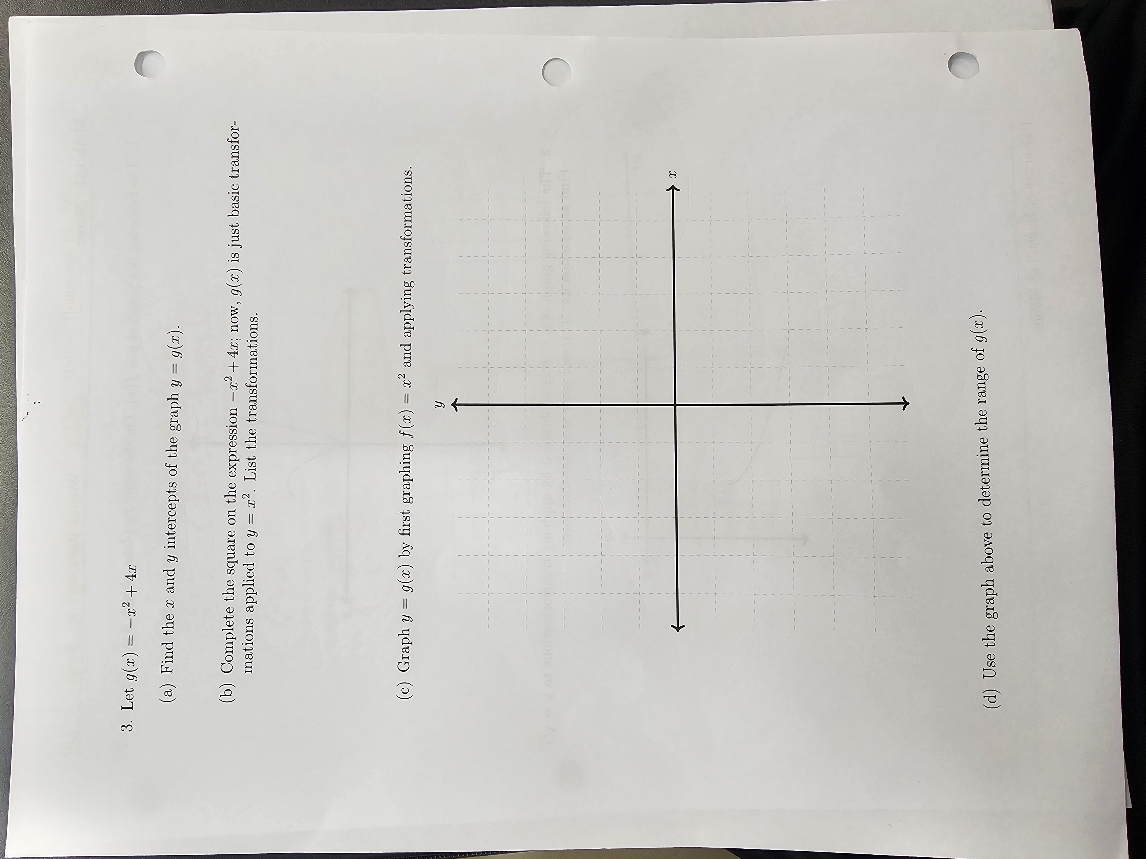 Solved Let g(x)=-x2+4x(a) ﻿Find the x ﻿and y ﻿intercepts of | Chegg.com