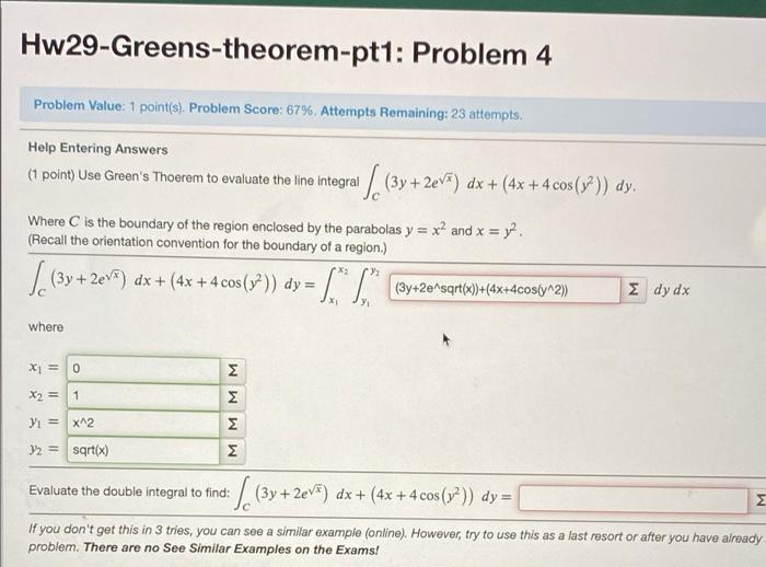 Solved Hw29-Greens-theorem-pt1: Problem 4 Problem Value: 1 | Chegg.com