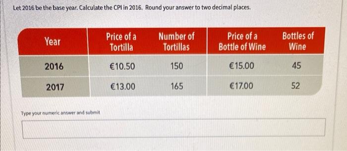 Solved Let 2016 be the base year. Calculate the CPl in 2016. | Chegg.com