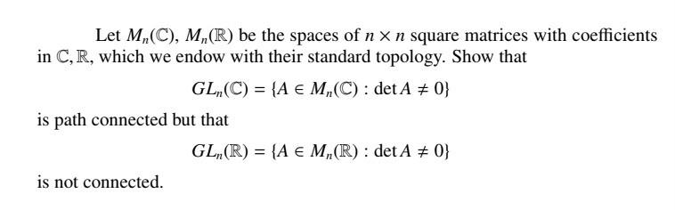 Solved Let Mn(C),Mn(R) be the spaces of n×n square matrices | Chegg.com