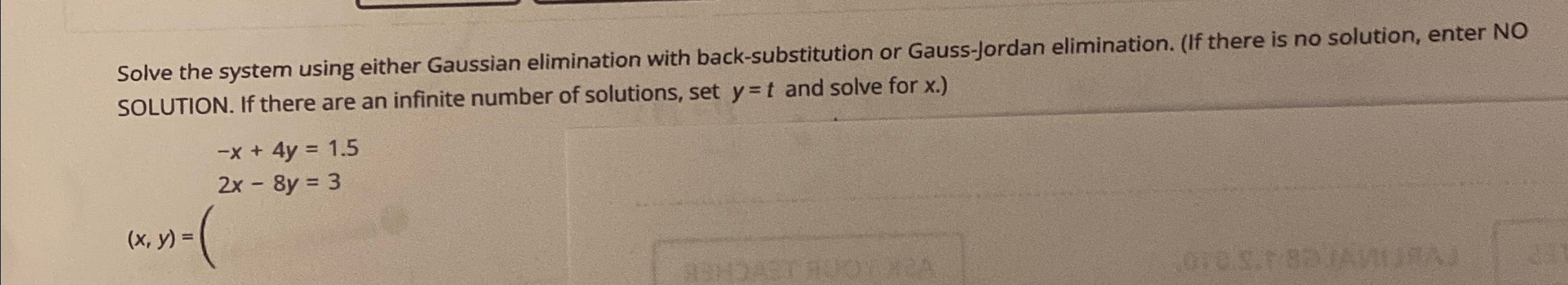 Solved Solve the system using either Gaussian elimination | Chegg.com