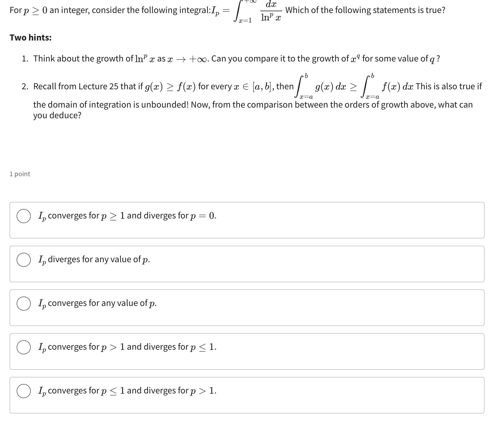 Solved For p≥0 ﻿an integer, consider the following integral: | Chegg.com