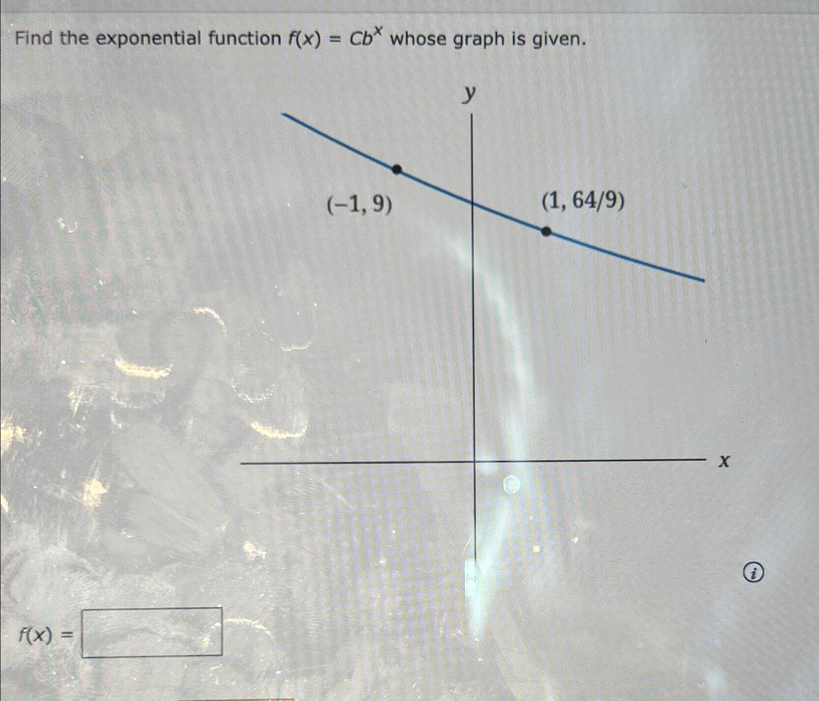 Solved Find the exponential function f(x)=Cbx ﻿whose graph | Chegg.com