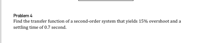 Solved Problem 4Find the transfer function of a second-order | Chegg.com