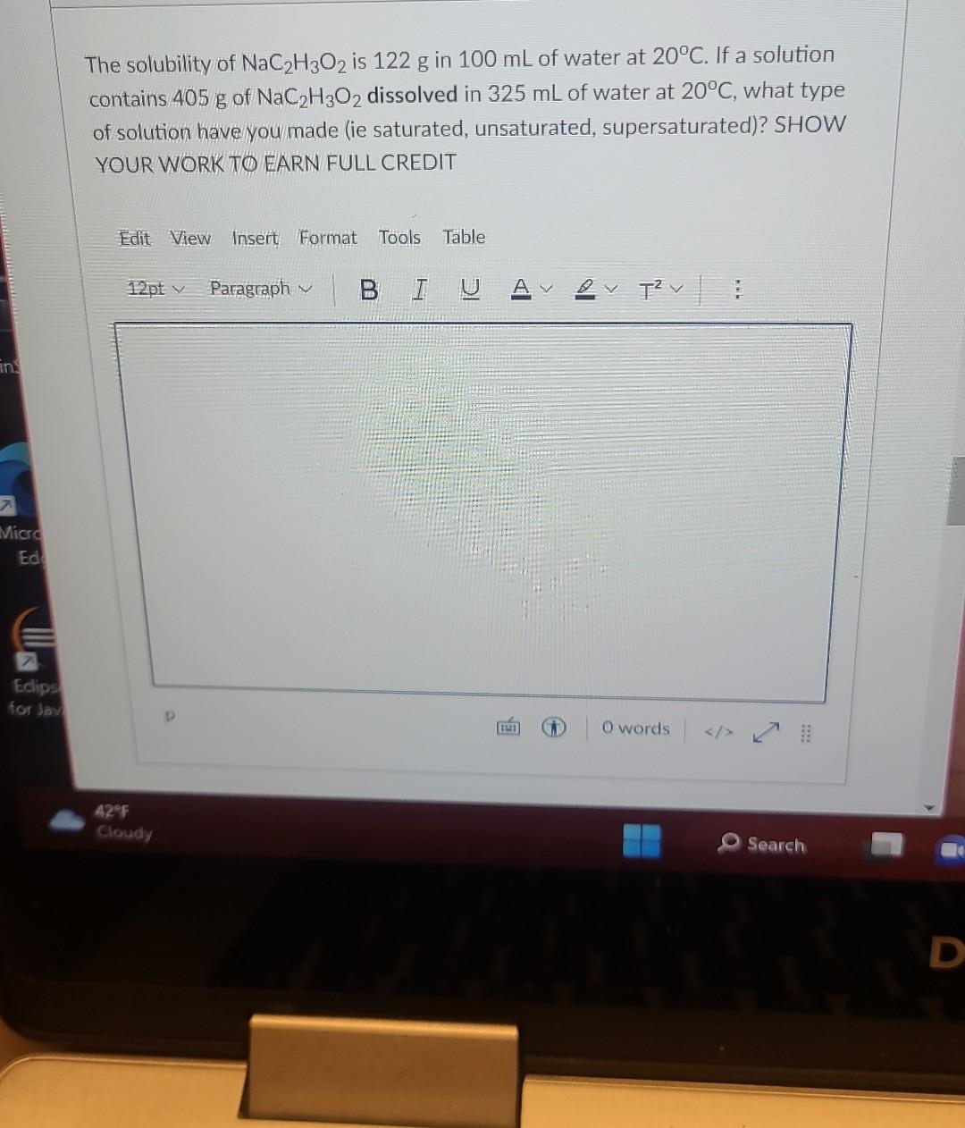 Solved The solubility of NaC2H3O2 is 122 g in 100 mL of | Chegg.com