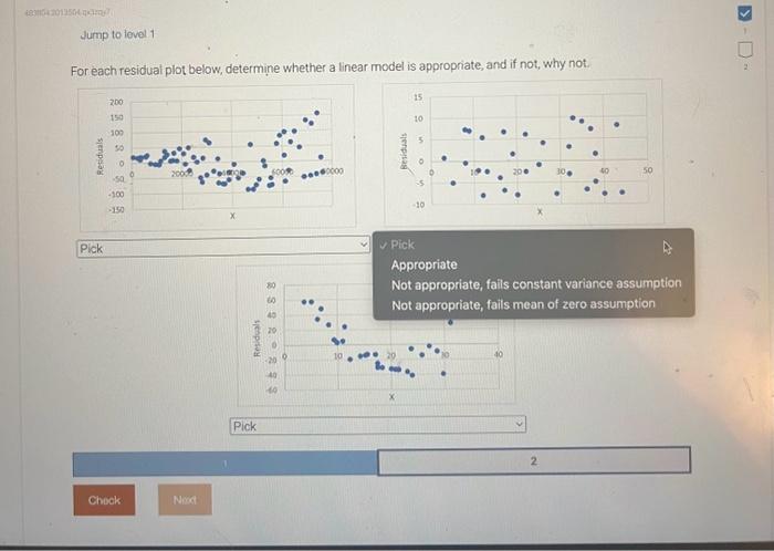 Solved For each residual plot below, determine whether a | Chegg.com