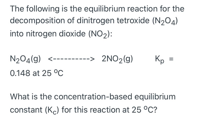 Solved The following is the equilibrium reaction for the | Chegg.com