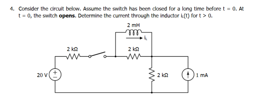 Solved Consider the circuit below. Assume the switch has | Chegg.com