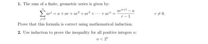 Solved r0. 1. The sum of a finite, geometric series is given | Chegg.com