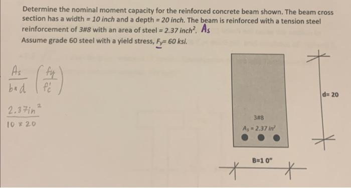 Solved Determine the nominal moment capacity for the | Chegg.com