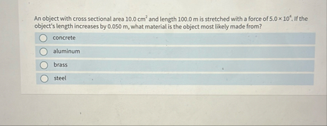 Solved An object with cross sectional area 10.0cm2 ﻿and | Chegg.com